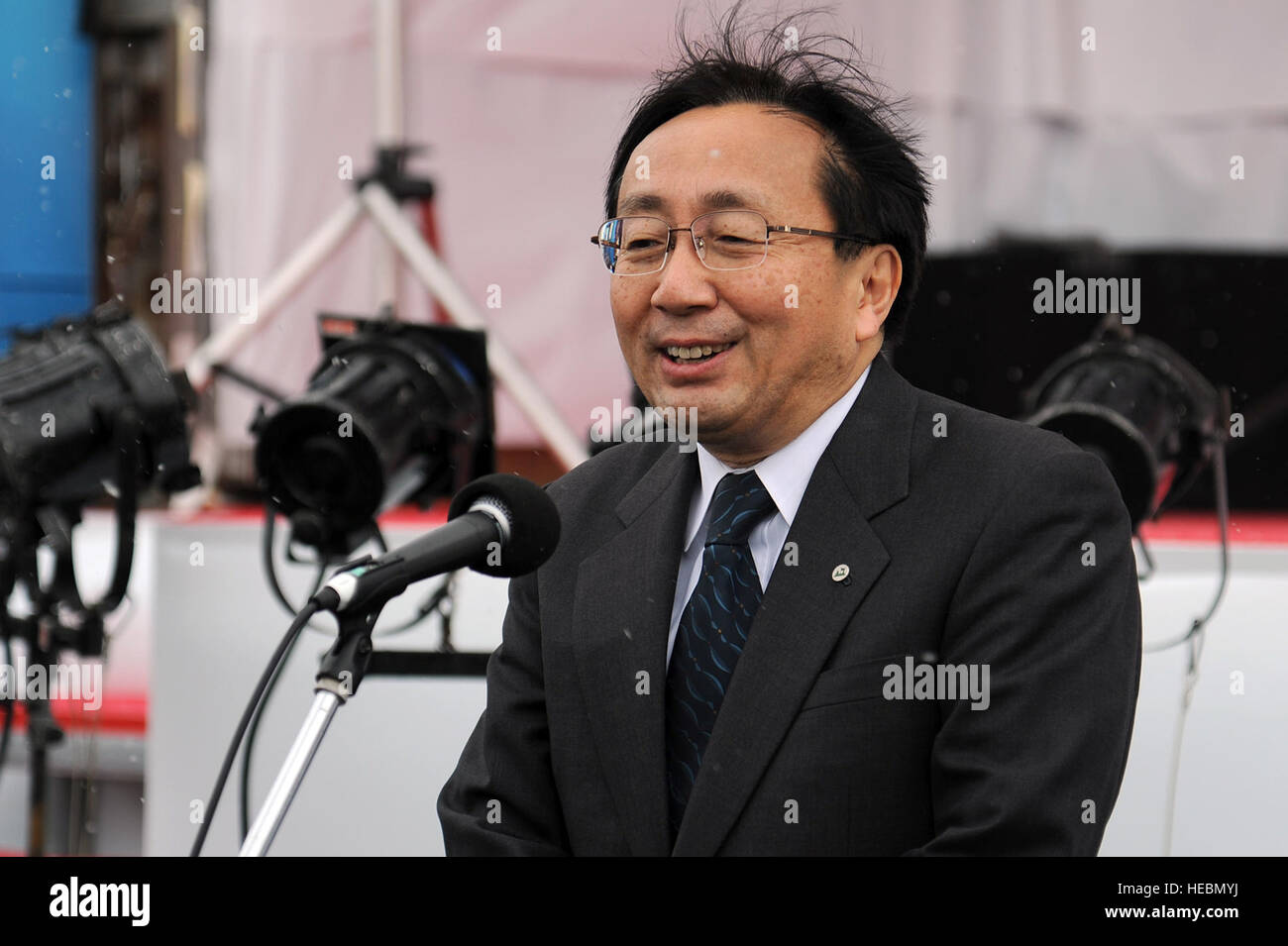 Governor Shingo Mimura, Aomori Prefecture, gives opening remarks during ...