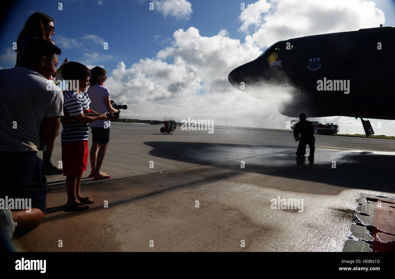 Col. Reid Langdon, 36th Operations Group commander, gets sprayed by his ...