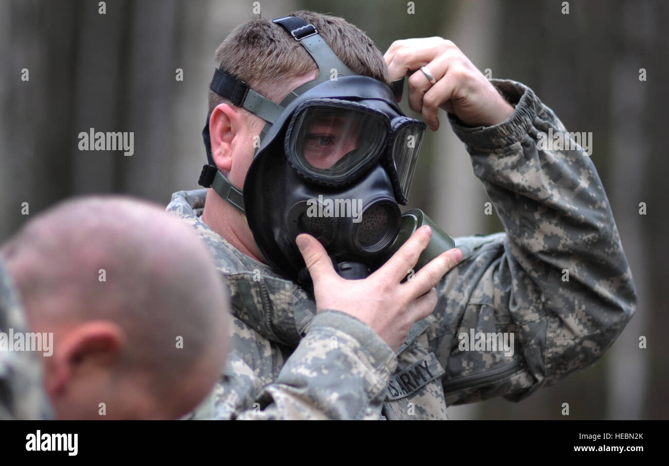 A soldier from the 59th Signal Battalion conducts Nuclear, Biological ...
