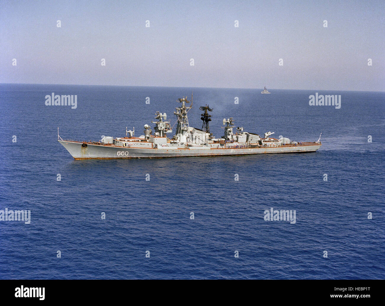 A port bow view of a Soviet Kashin class missile destroyer Stock Photo ...