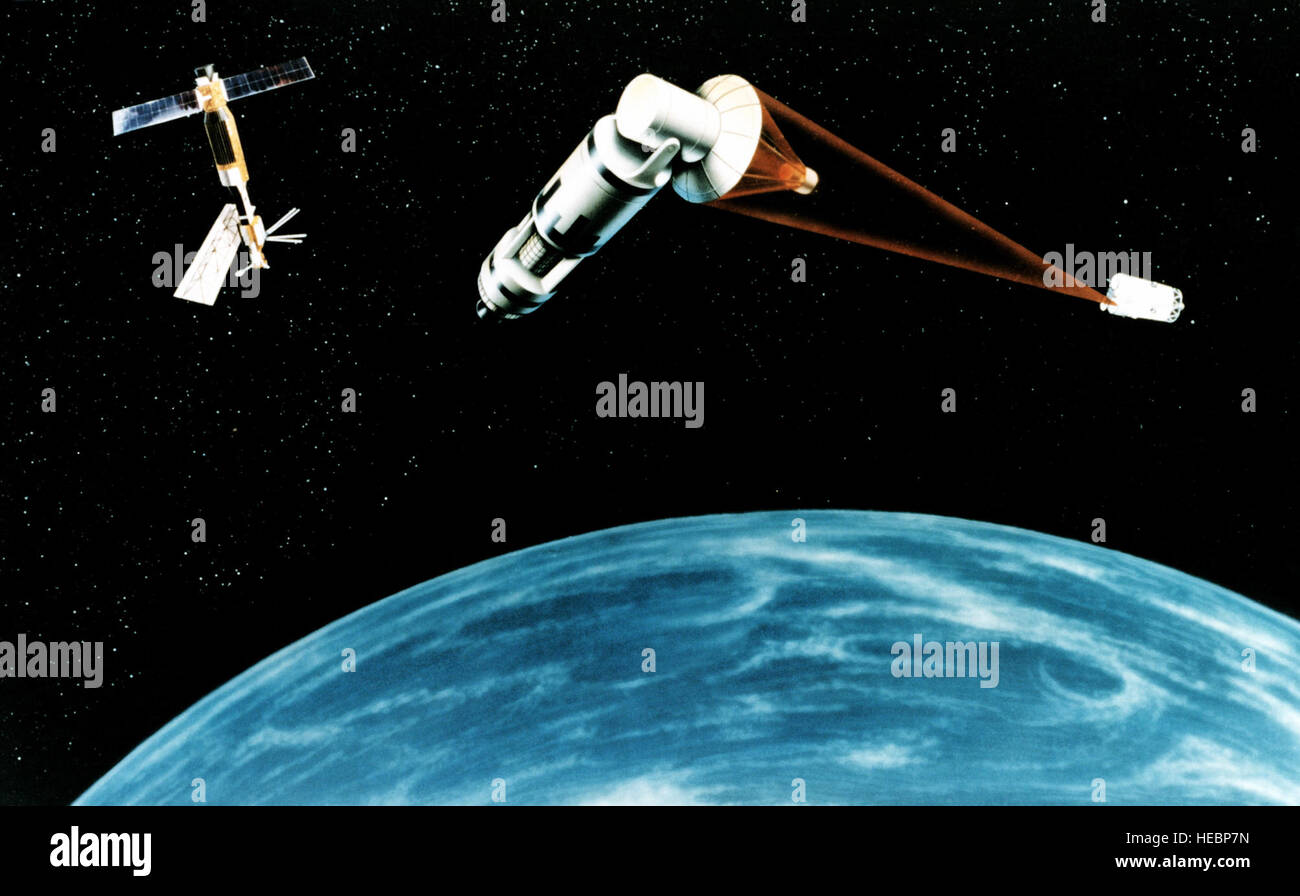 An artist's concept of a Space Laser Satellite Defense System Stock ...