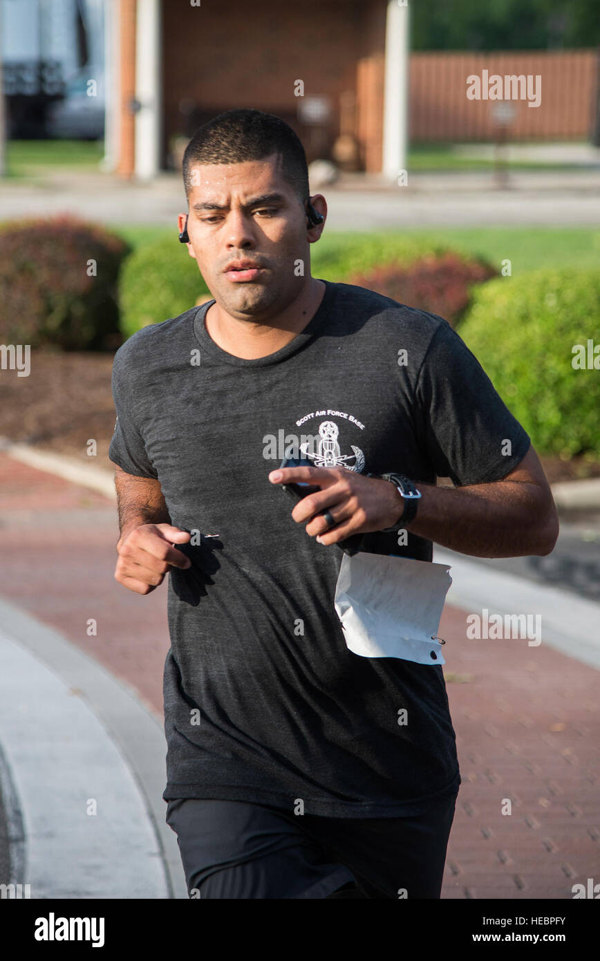 A Team Scott member participates in the run portion of the “Splash N ...