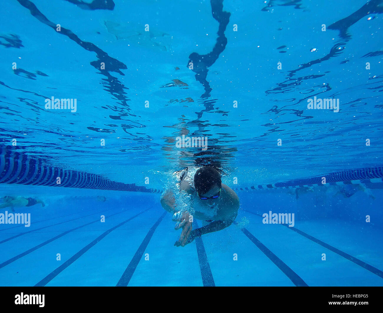 A Team Scott member completes the 300 meter swim during the “Splash N ...