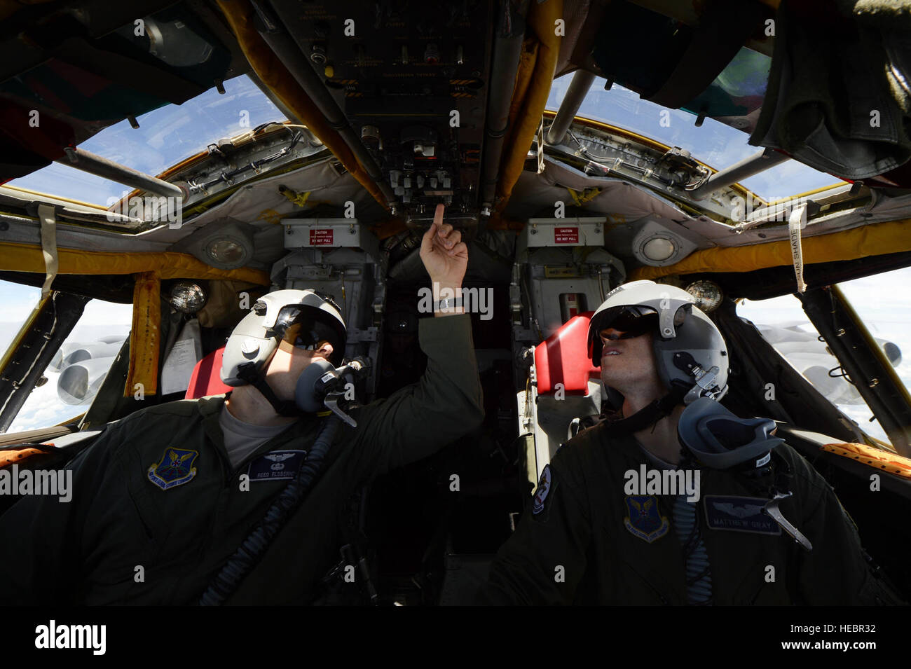 1st Lt. Reed Elsbernd, left, and Capt. Matthew Gray, right, 20th Bomb ...