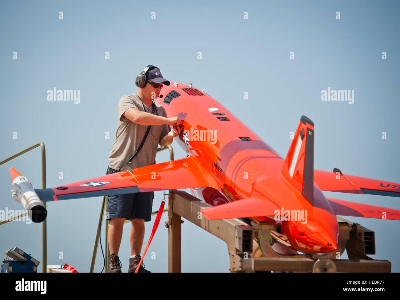 A PAE maintainer from the 82nd Aerial Targets Squadron prepares a BQM ...