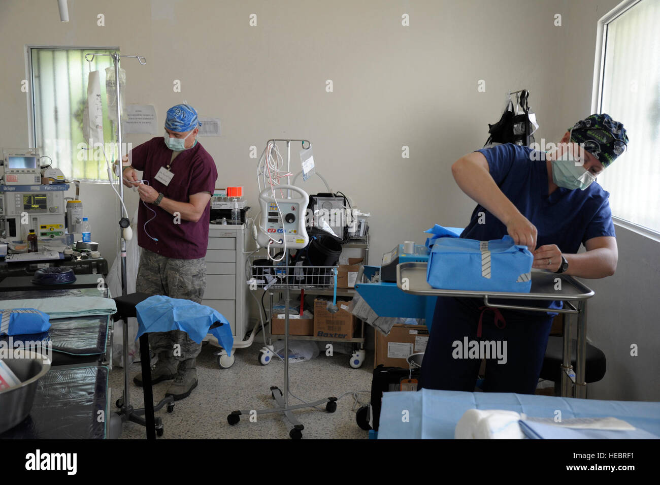 (l-r) Lt. Col. Michael Garrett, anesthesiologist, and Capt. Amanda Roby ...