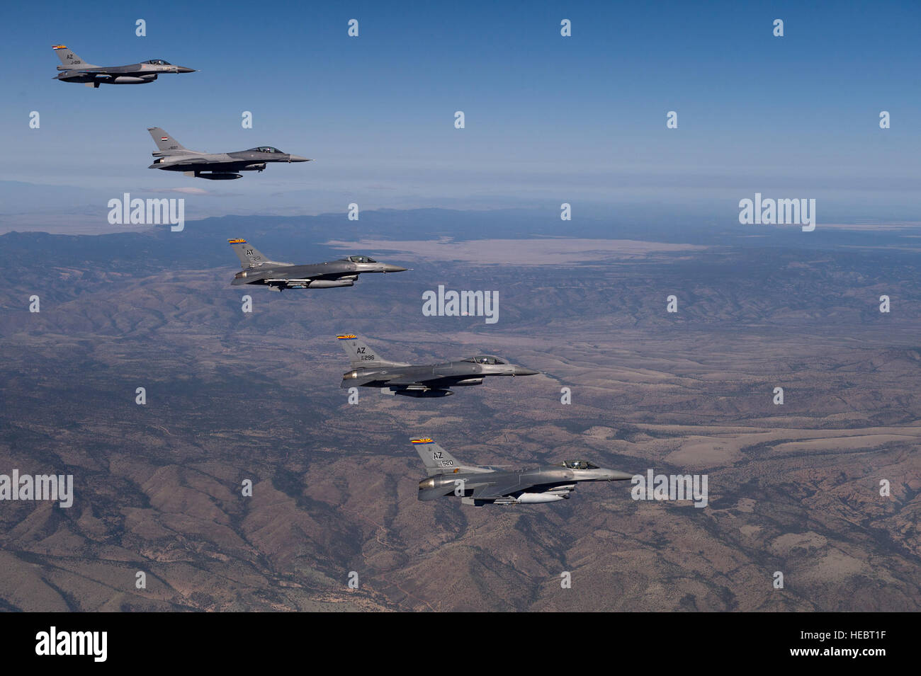 Five Arizona Air National Guard F-16 Fighting Falcons soar over the ...