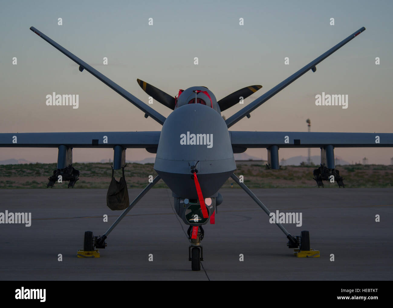 An MQ-9 Reaper sits on the flight line of Holloman Air Force Base, N.M ...