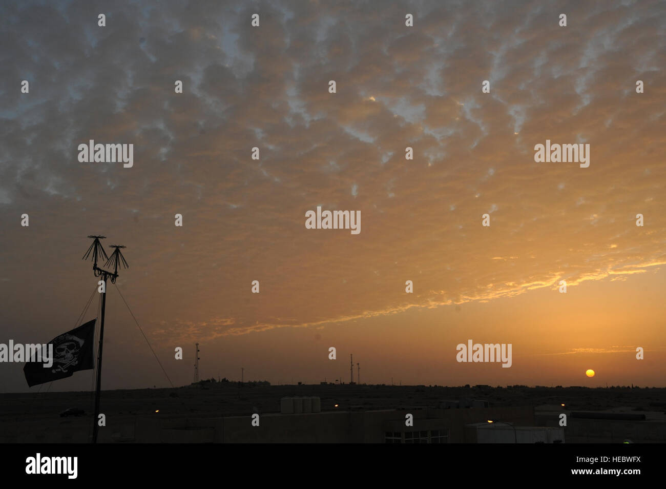The sun rises over Azraq Air Base, Jordan as U.S. Air Force Airmen ...