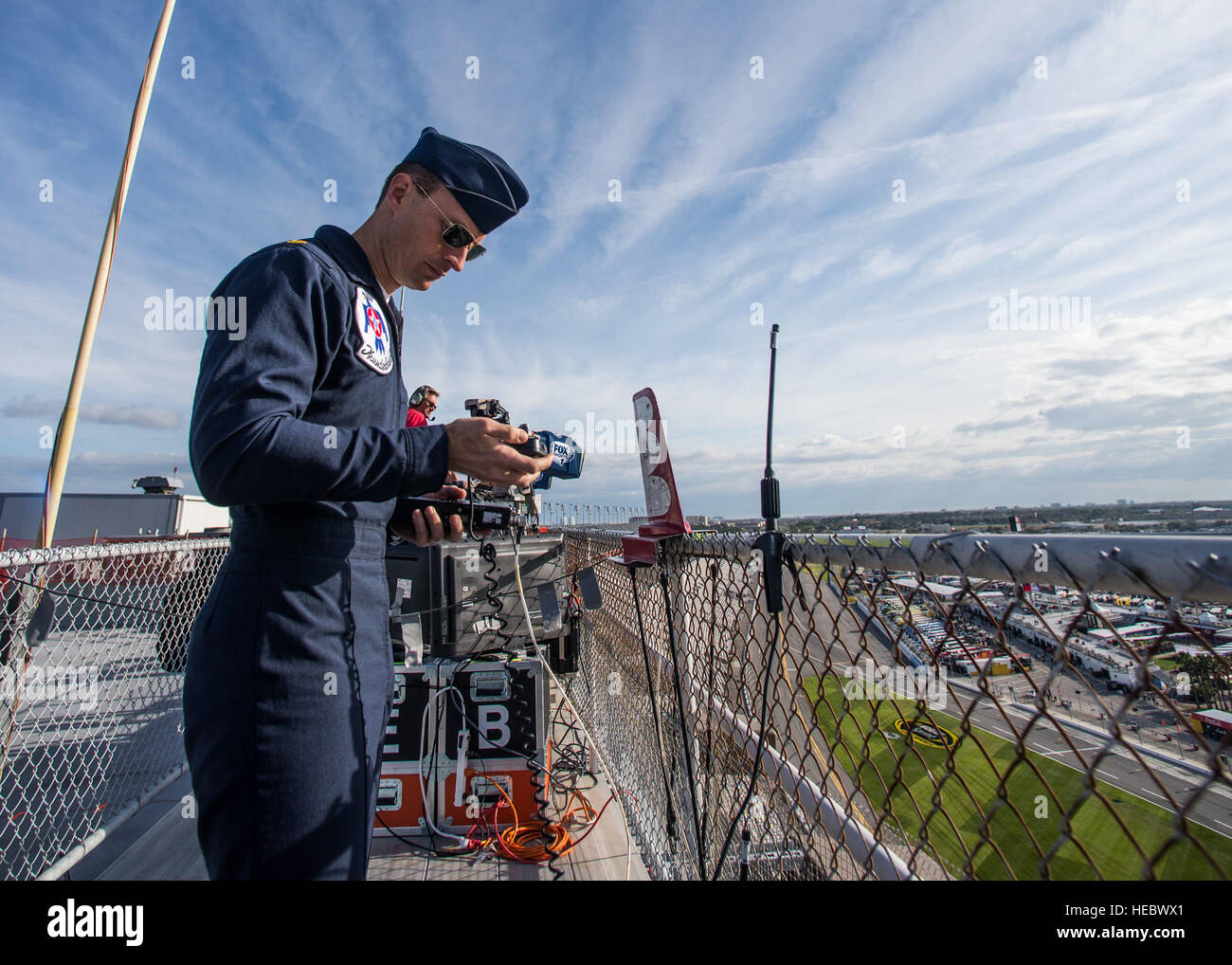 Maj. Tyler Ellison, Thunderbird 7, listens to radio feedback from Lt ...