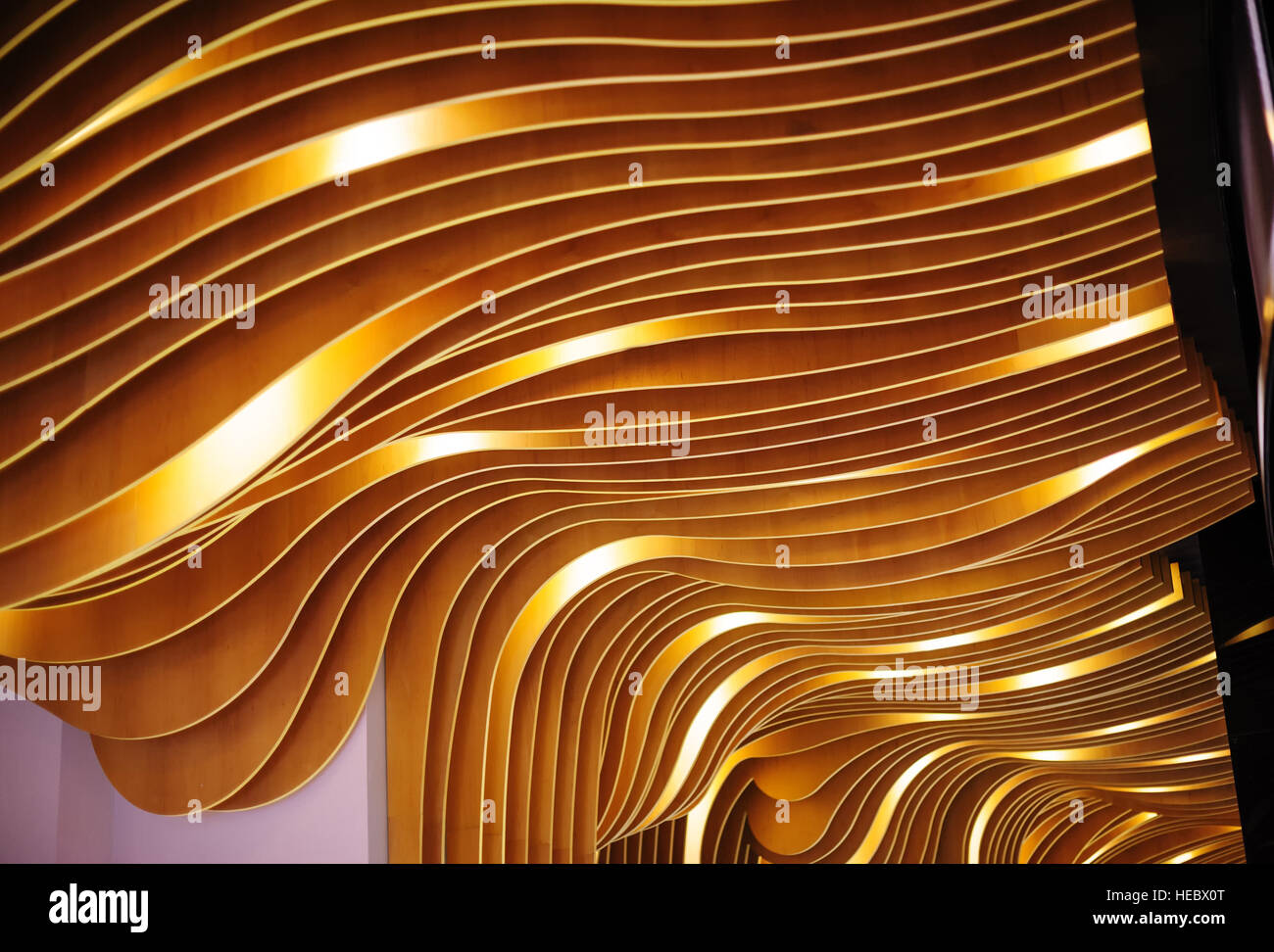metallic gold plated abstract ceiling Stock Photo - Alamy