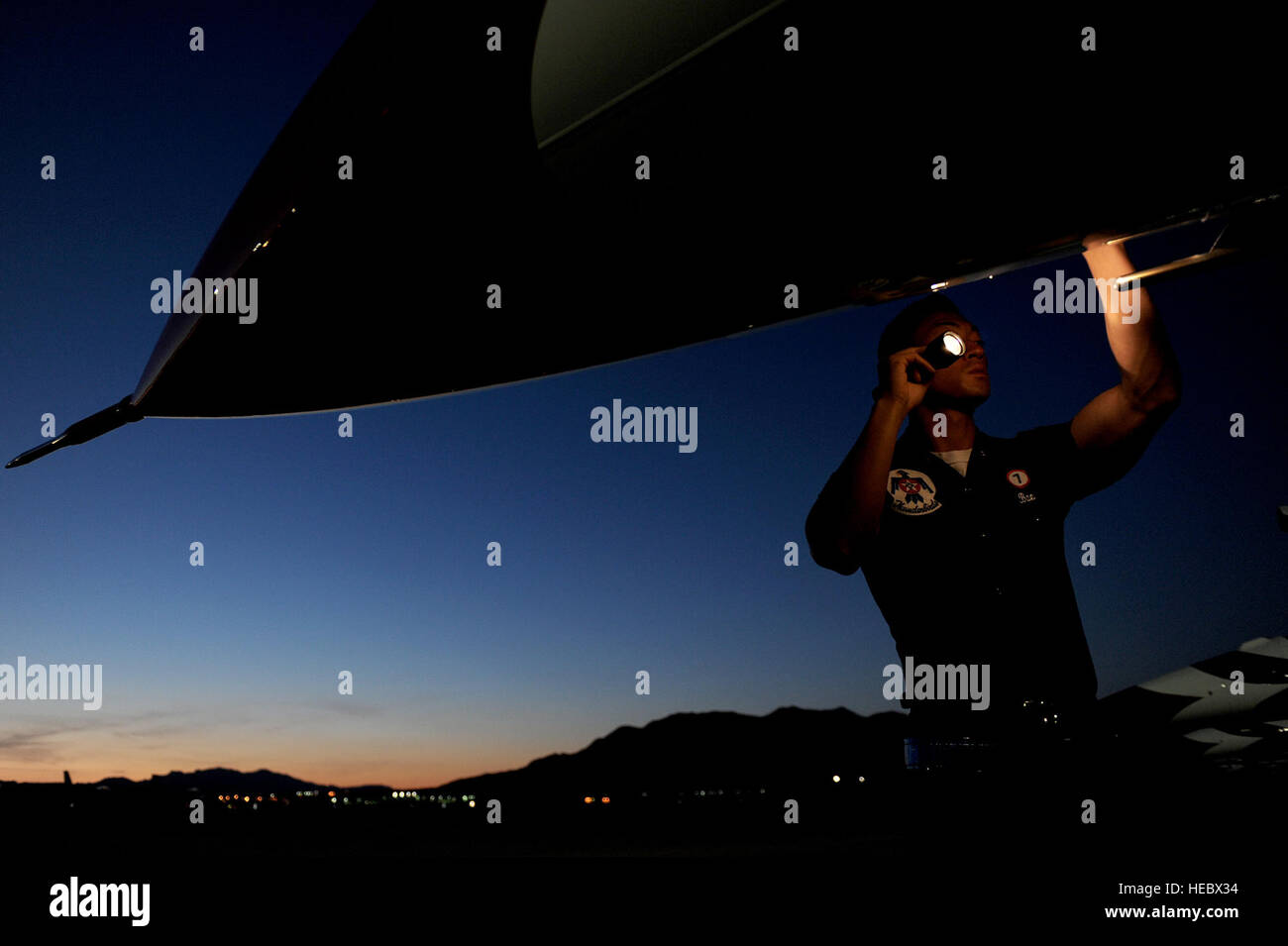 Staff Sergeant Bosco Bae, Thunderbirds dedicated crew chief, performs a ...