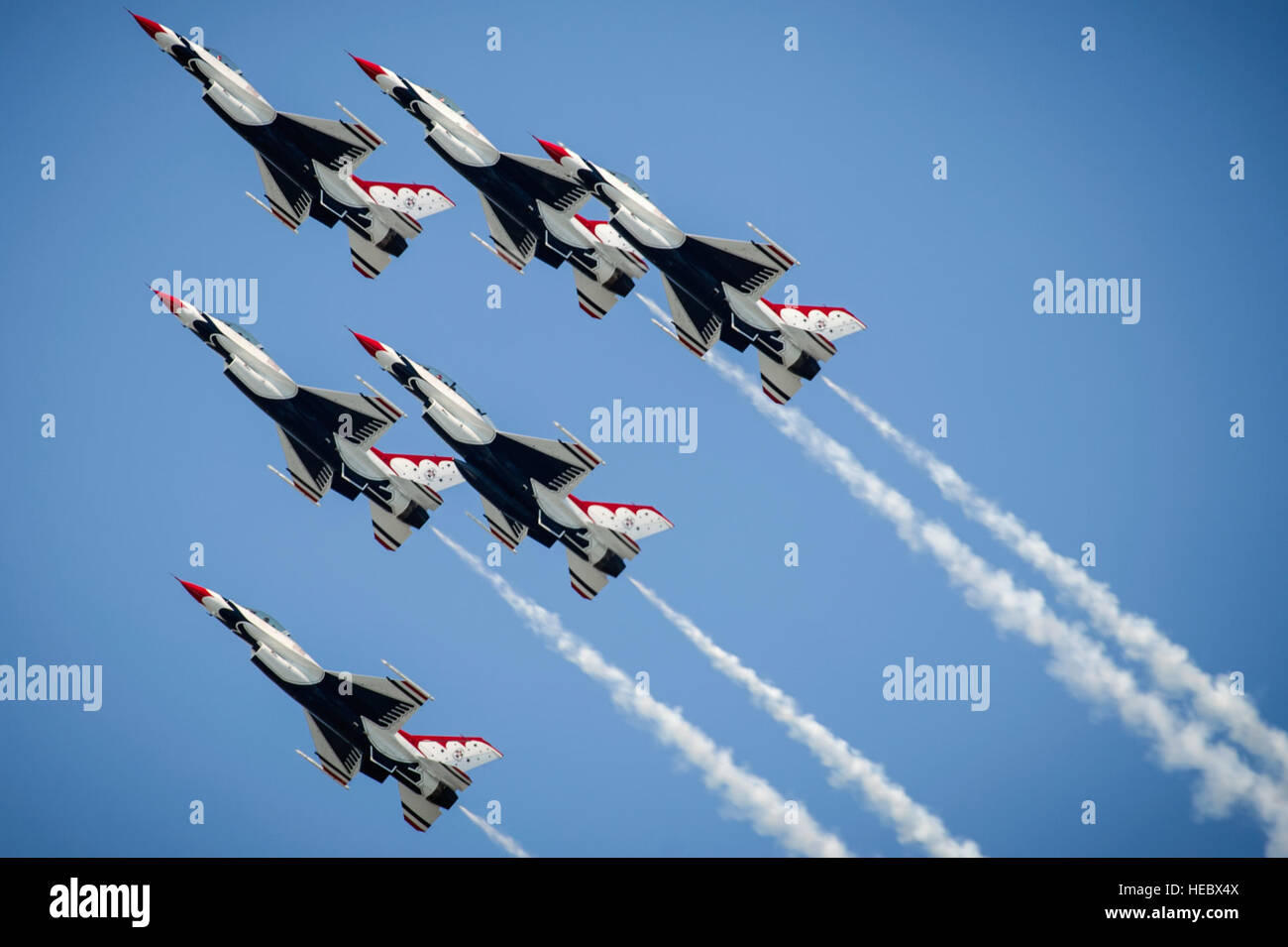 The Thunderbirds Delta Formation perform the Delta Loop maneuver during ...