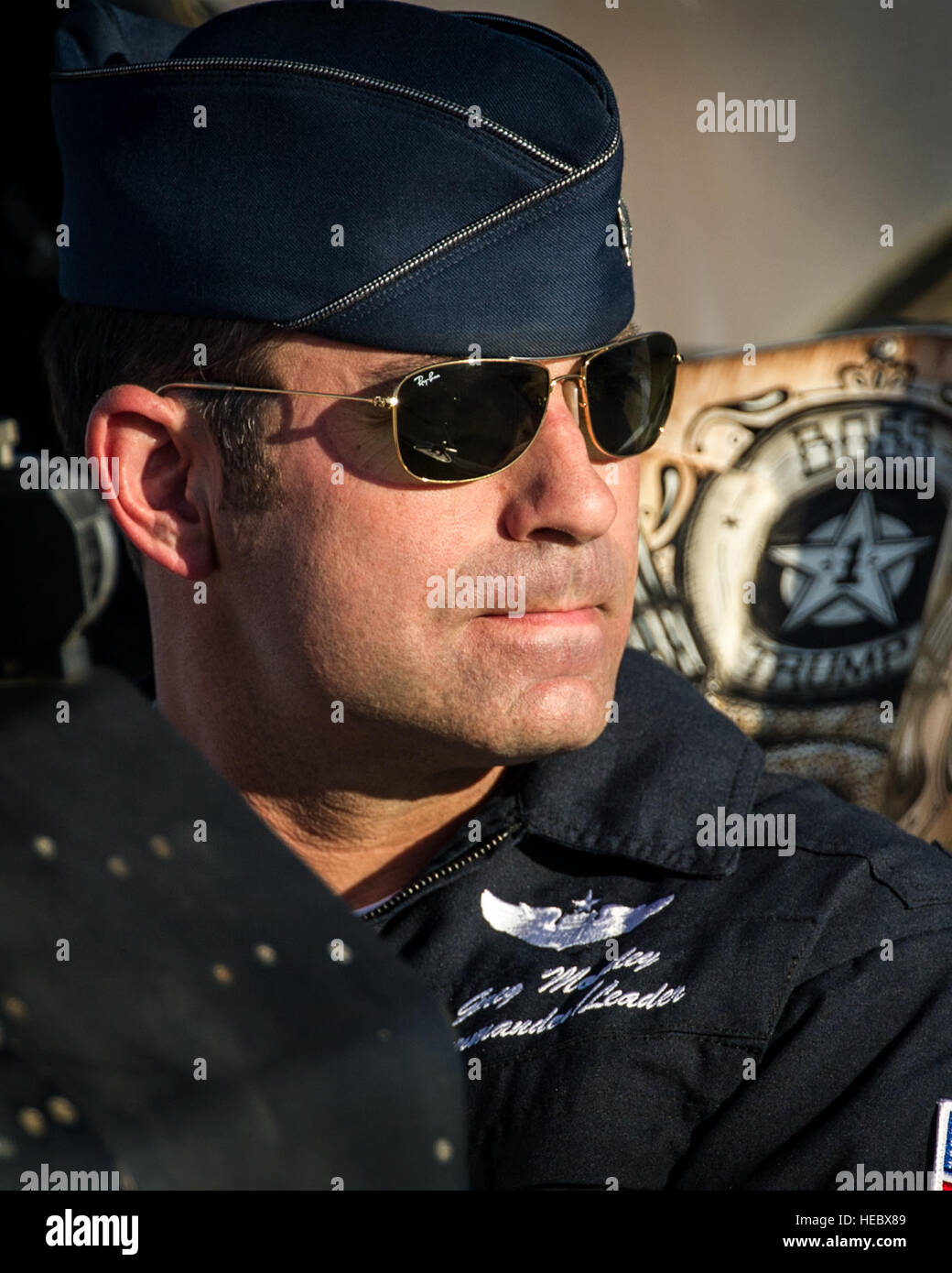 Lt. Col. Greg Moseley, Thunderbird 1, prepares to exit his aircraft ...