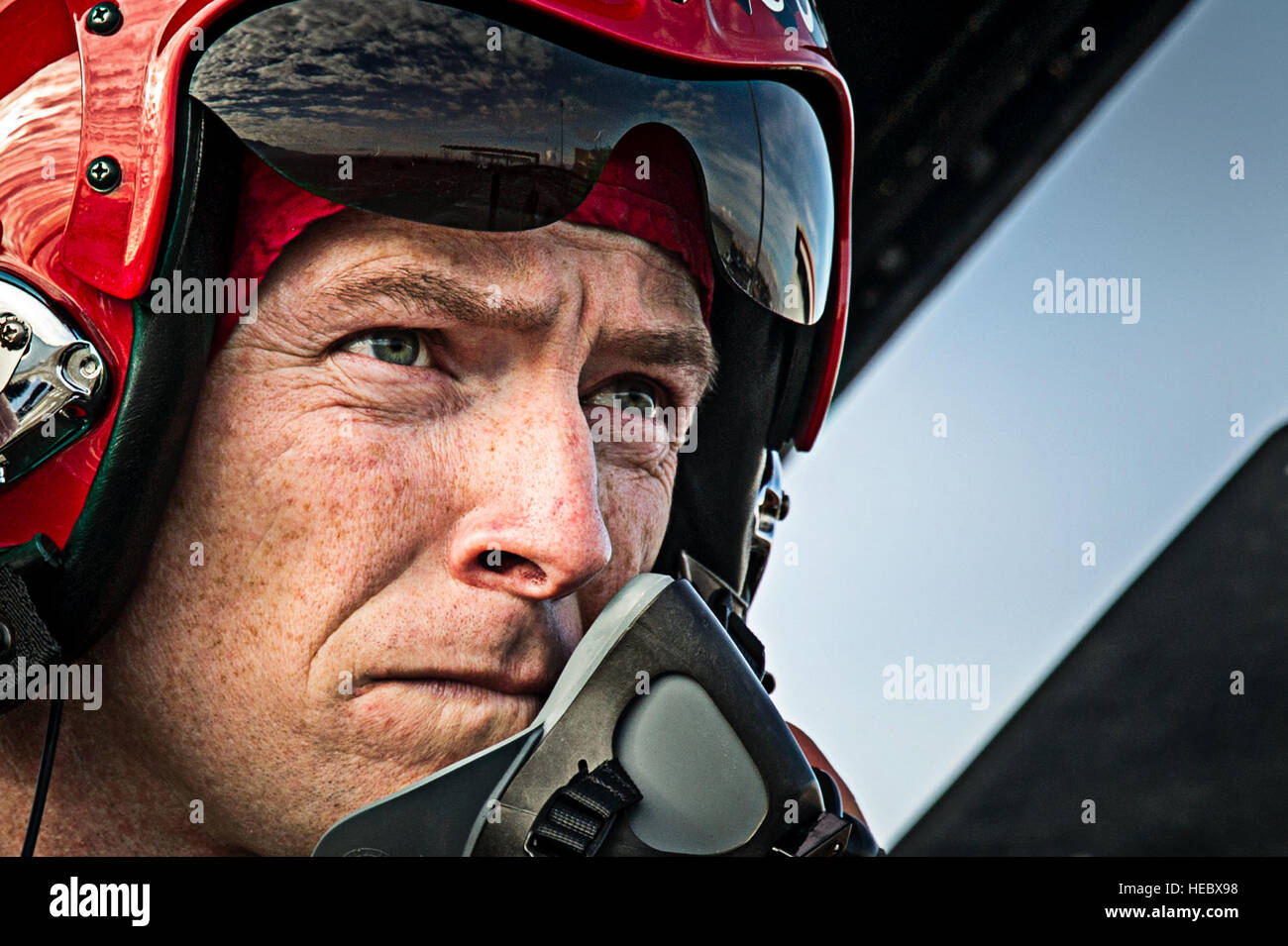 Lt. Col. Christopher Hammond, Thunderbird 1, prepares for engine start ...