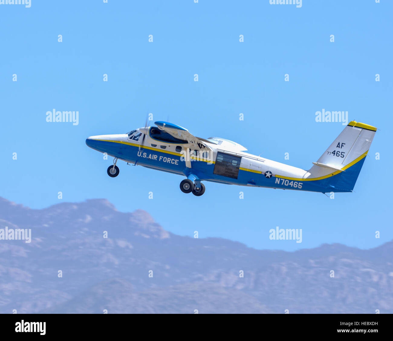 A U.S. Air Force UV-18B Twin Otter takes off while carrying the Wings ...