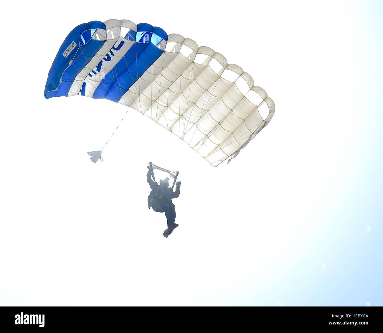 A member of the 98th Flying Training Squadron Wings of Blue skydiving ...