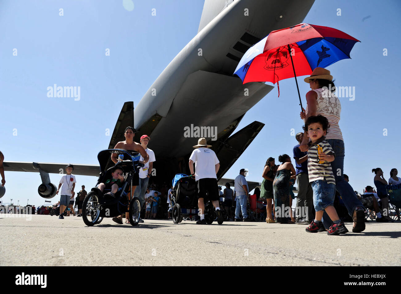 Spectators view static display of various aircrafts during "Thunder ...