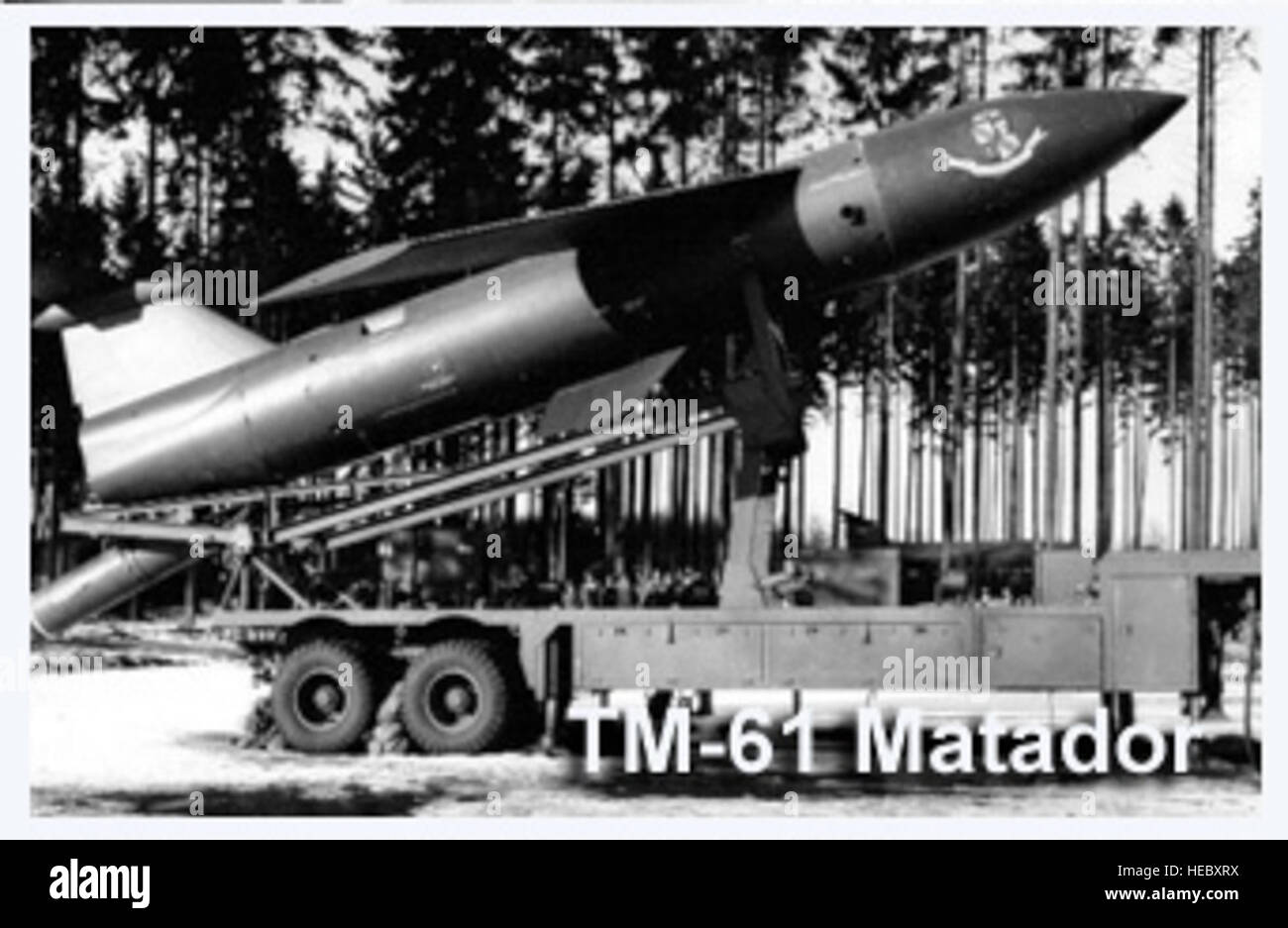 A Matador missile on its launcher near Hahn Air Base, West Germany, in ...