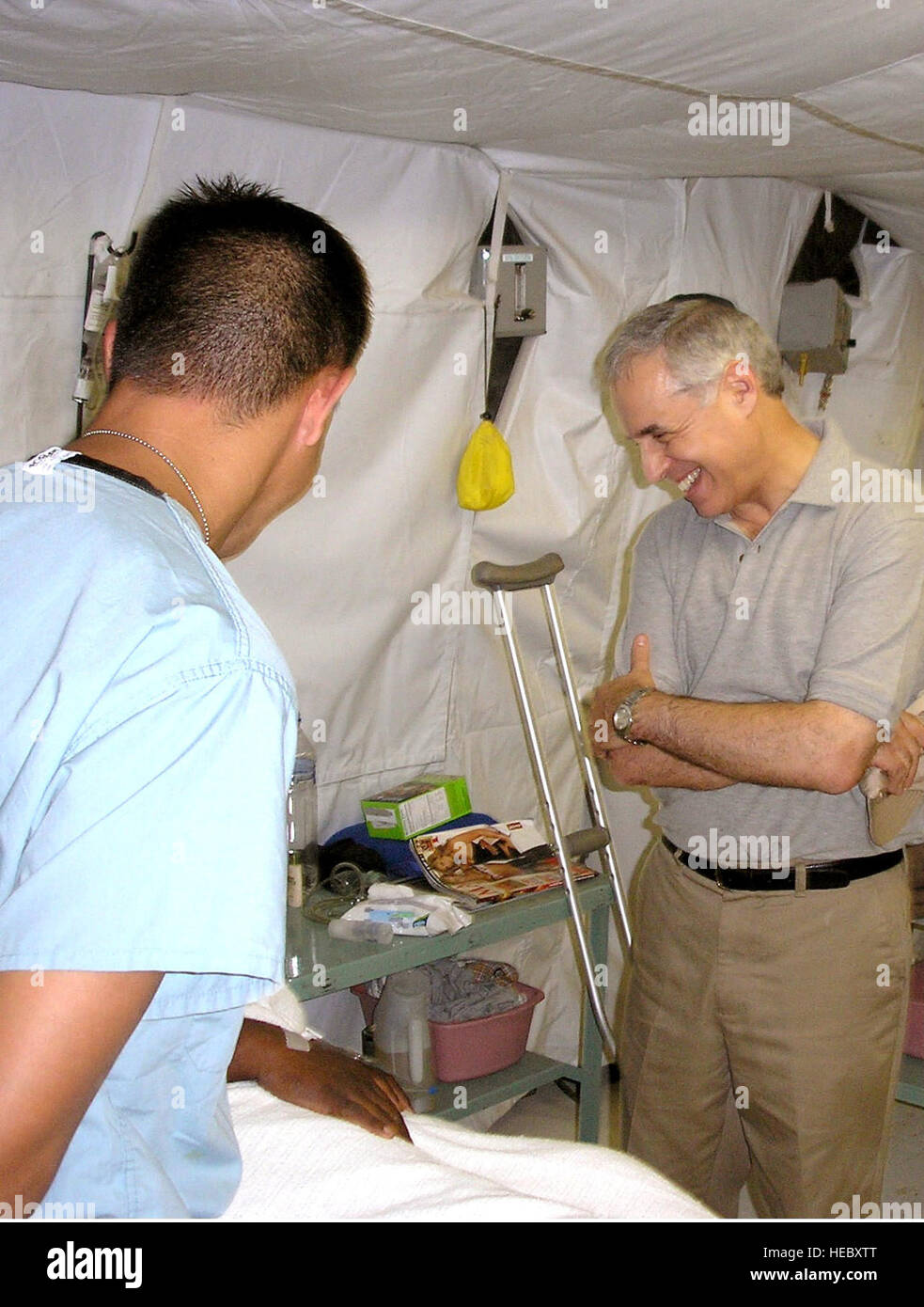 BALAD AIR BASE, Iraq -- Rabbi Arnold E. Resnicoff shares a light moment ...