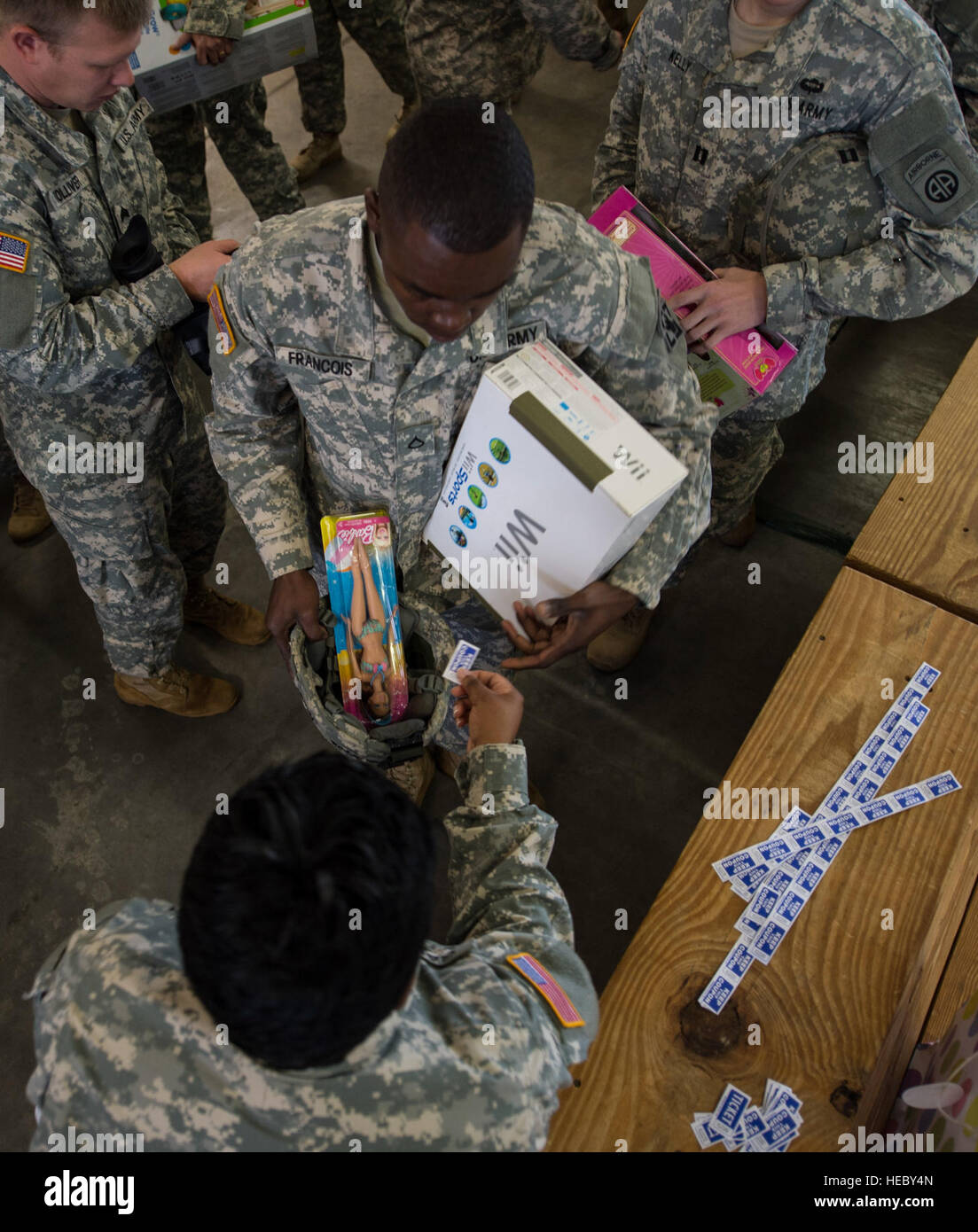 A U.S. Army soldier receives his lottery ticket during the lottery ...