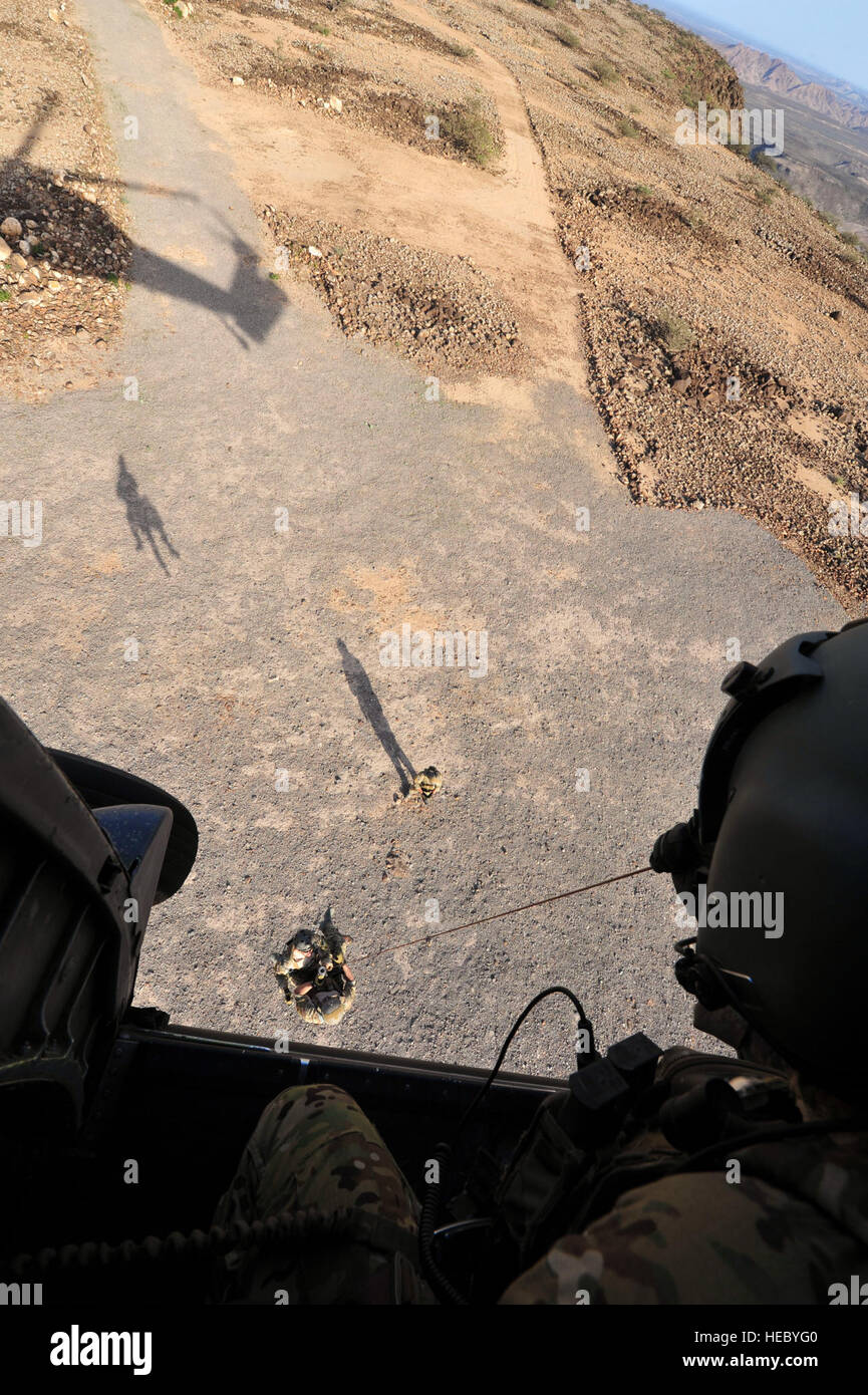 A U.S. Air Force Flight Engineer, 303rd Expeditionary Rescue Squadron ...