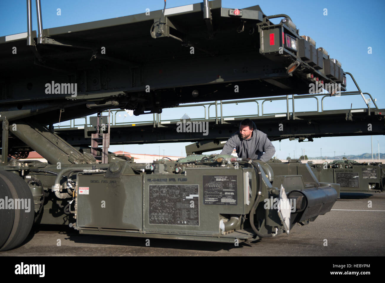 Mike Poole, 60th Aerial Port Squadron 60K loader operator, performs an ...