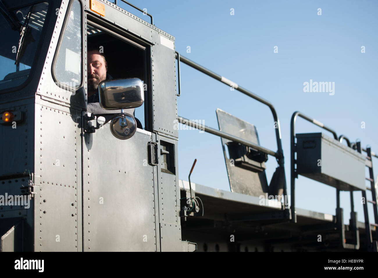 Mike Poole, 60th Aerial Port Squadron 60K loader operator, test his ...