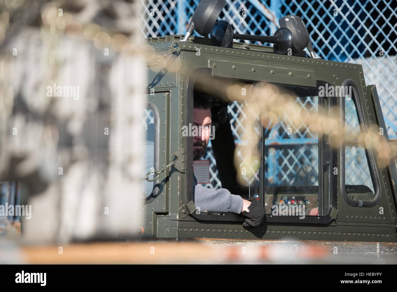 Mr. Mike Poole, 60th Aerial Port Squadron 60K loader operator, test his ...