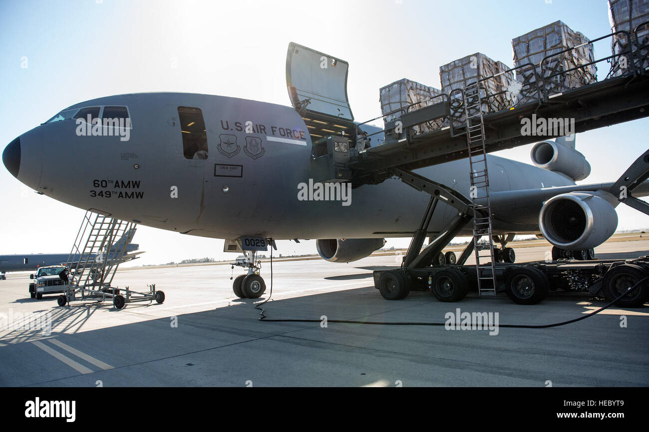A 60k Tunner loader bearing a cargo of individual field rations pulls ...