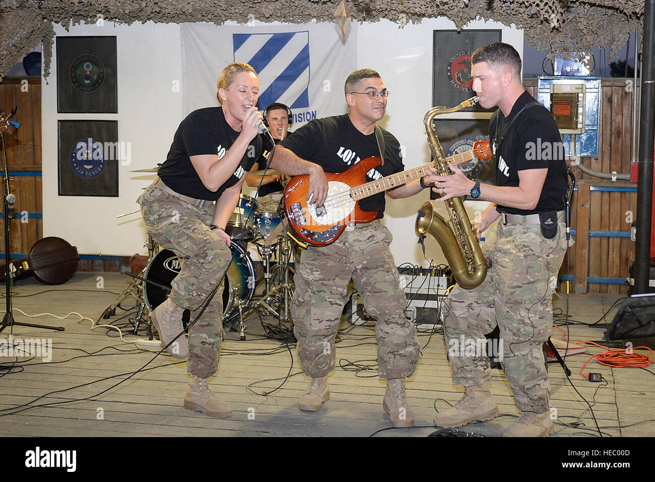 Members of the 3rd Infantry Division Band rock out during the Labor Day ...