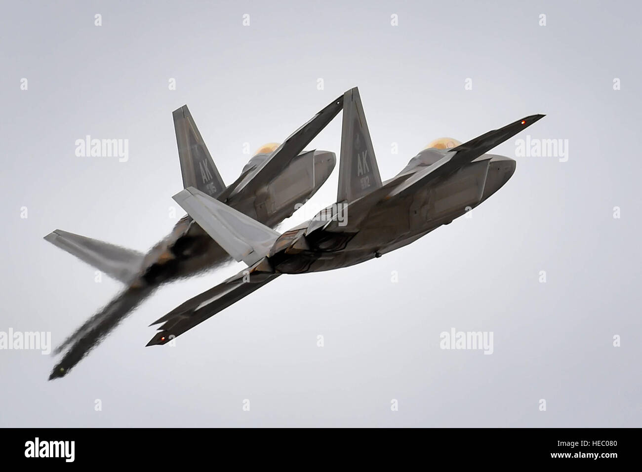 Two F-22 Raptors from the 3rd Wing at Joint Base Elmendorf-Richardson ...