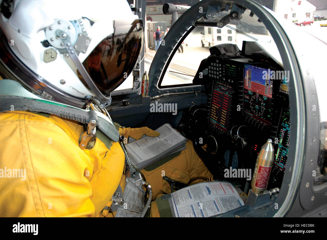 Lt. Col. Lars Hoffman reviews his checklist before flying the new U-2S ...
