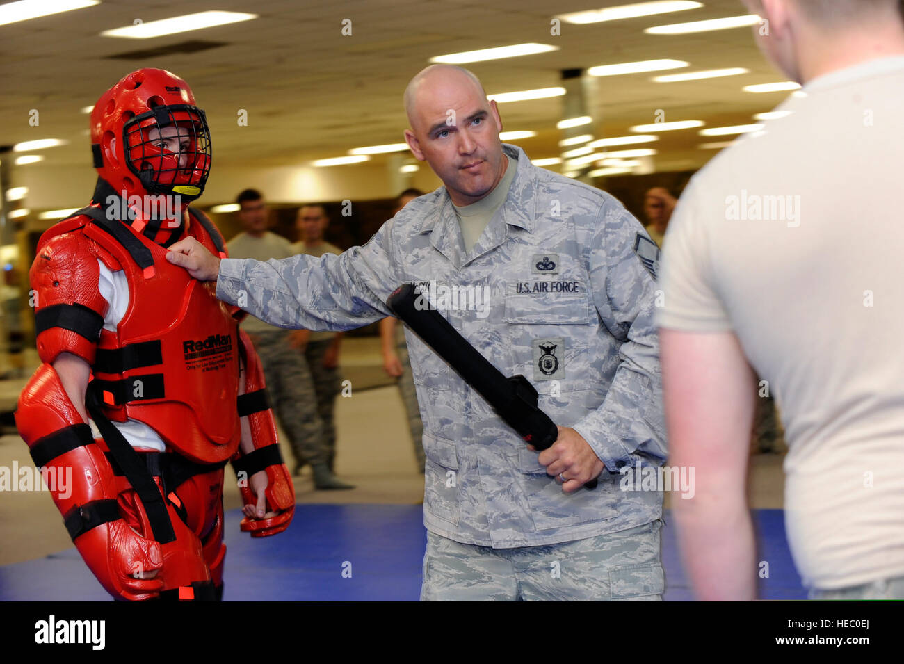 Airmen from the 91st Missile Security Forces Squadron practice baton ...