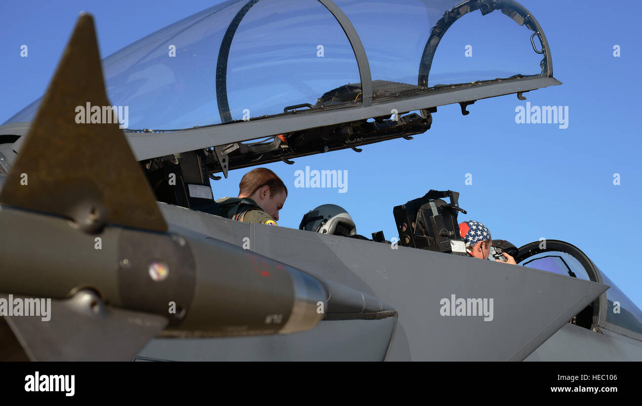 U.S. Air Force Capt. William Johnson, left, a weapon systems officer with the 494th ...