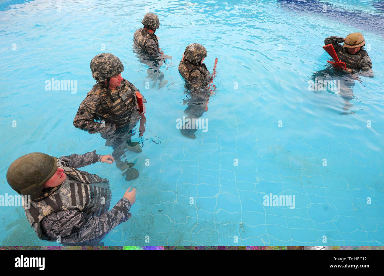 U.S. Air Force firefighters take part in the Marine Combat Water ...