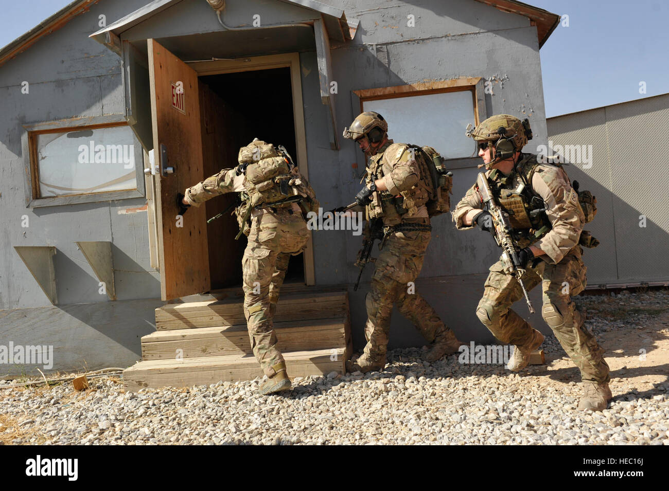 U.S. Air Force Master Sgt. Ryan Darnell, left, Staff Sgt. Jake Racicot ...