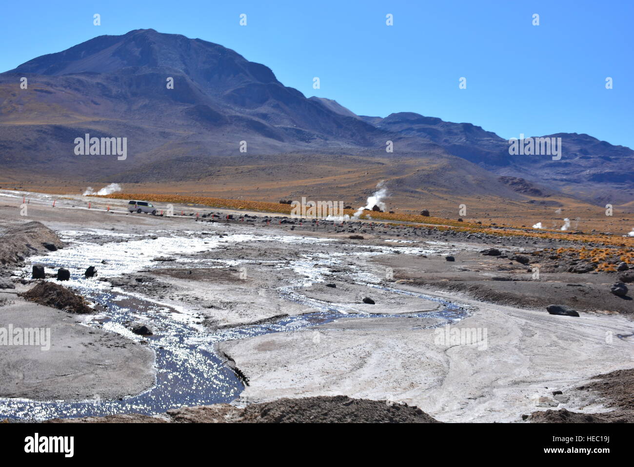 Landscape of mountains and lake in Atacama desert Chile Stock Photo - Alamy