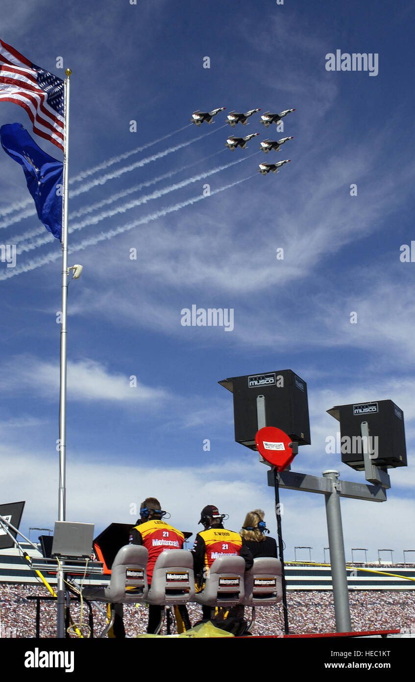 LAS VEGAS -- The No. 21 Motorcraft Air Force NASCAR team watches as the ...
