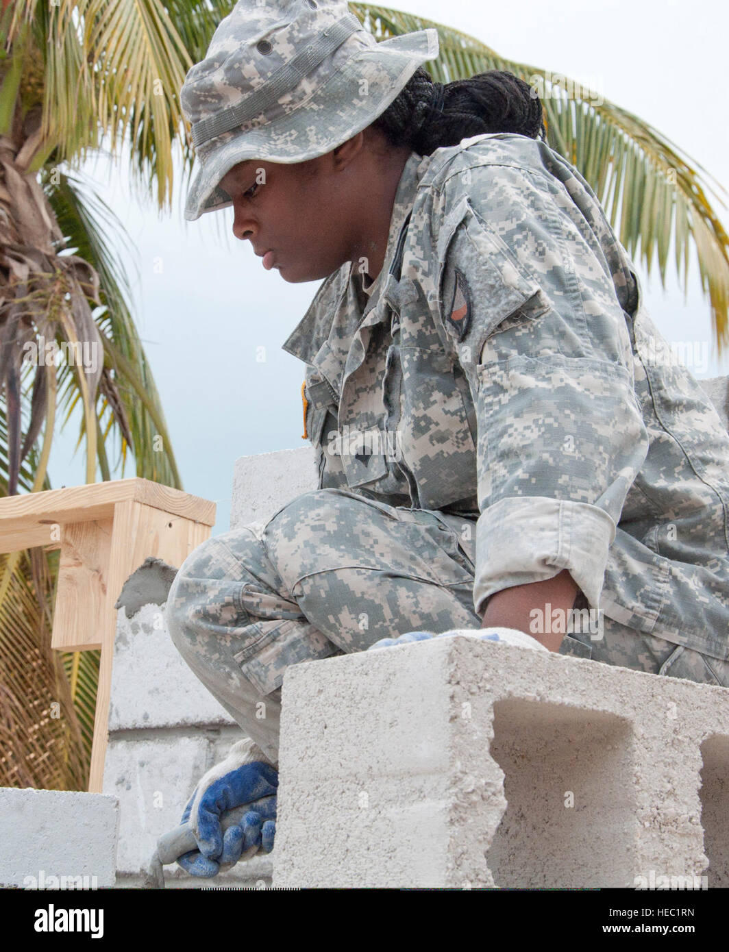 U.S. Army Spc. Brenna Bethea, an engineer with the 1023rd Vertical ...
