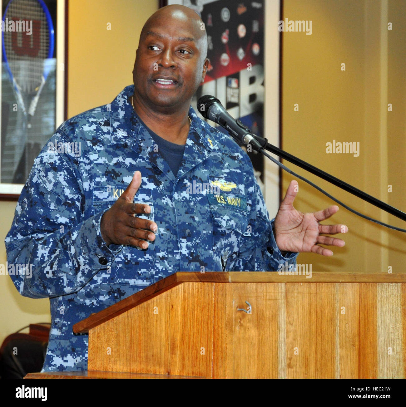 A U.S. Navy command chaplain meets with service members at Soto Cano ...