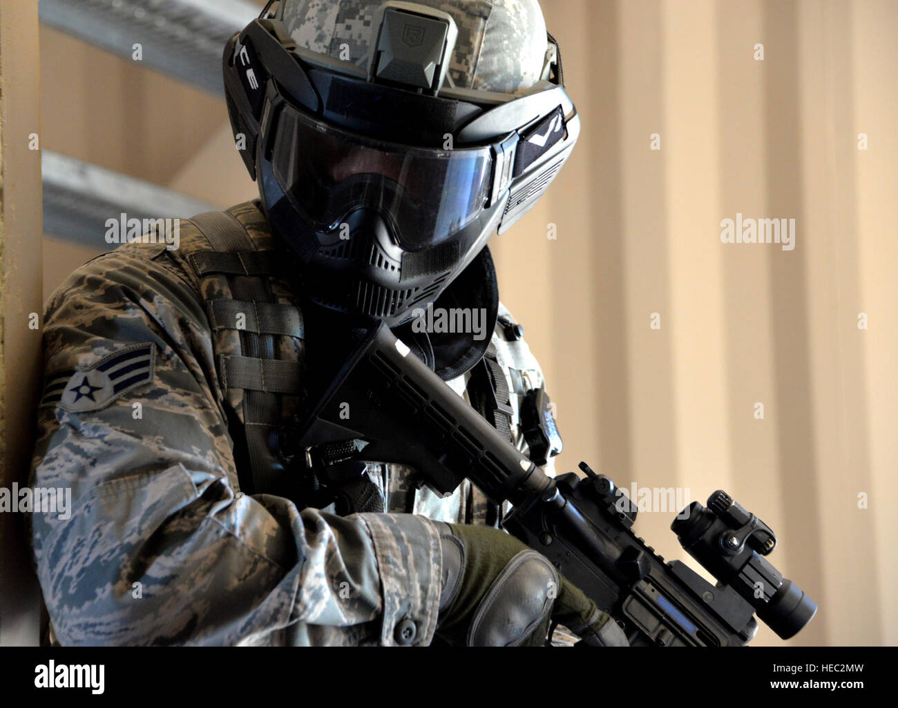 A senior airman with the 60th Security Forces Squadron conducts ...