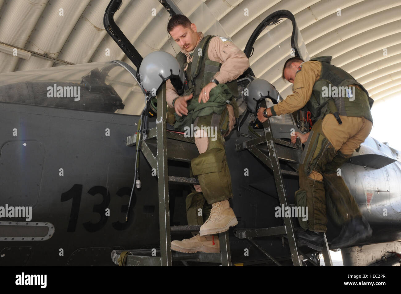 Maj. Skyler Hester and French Air Force Capt. Mathieu Boireau prepare ...