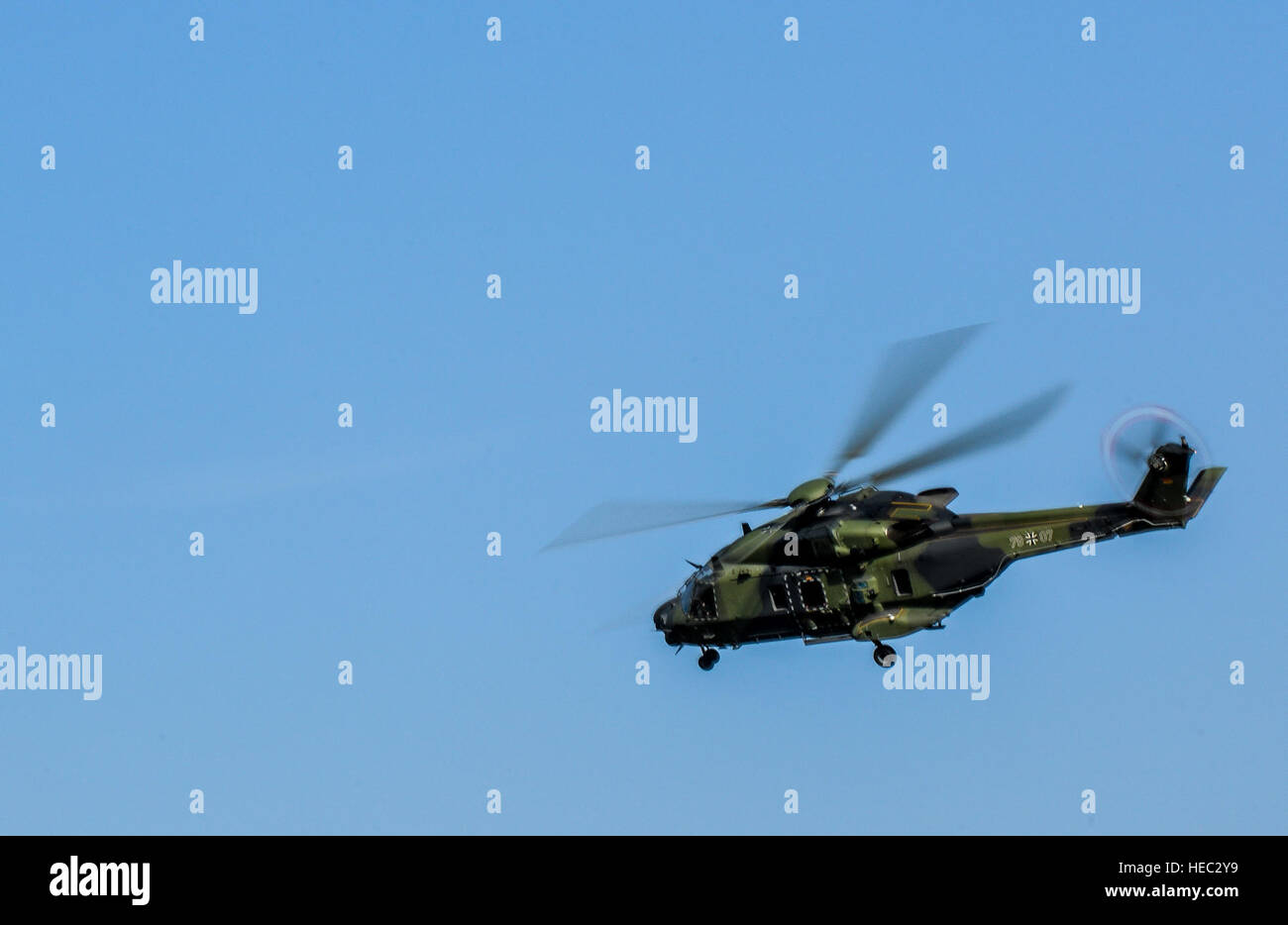 A German army NH90 tactical transport helicopter flies over The ...