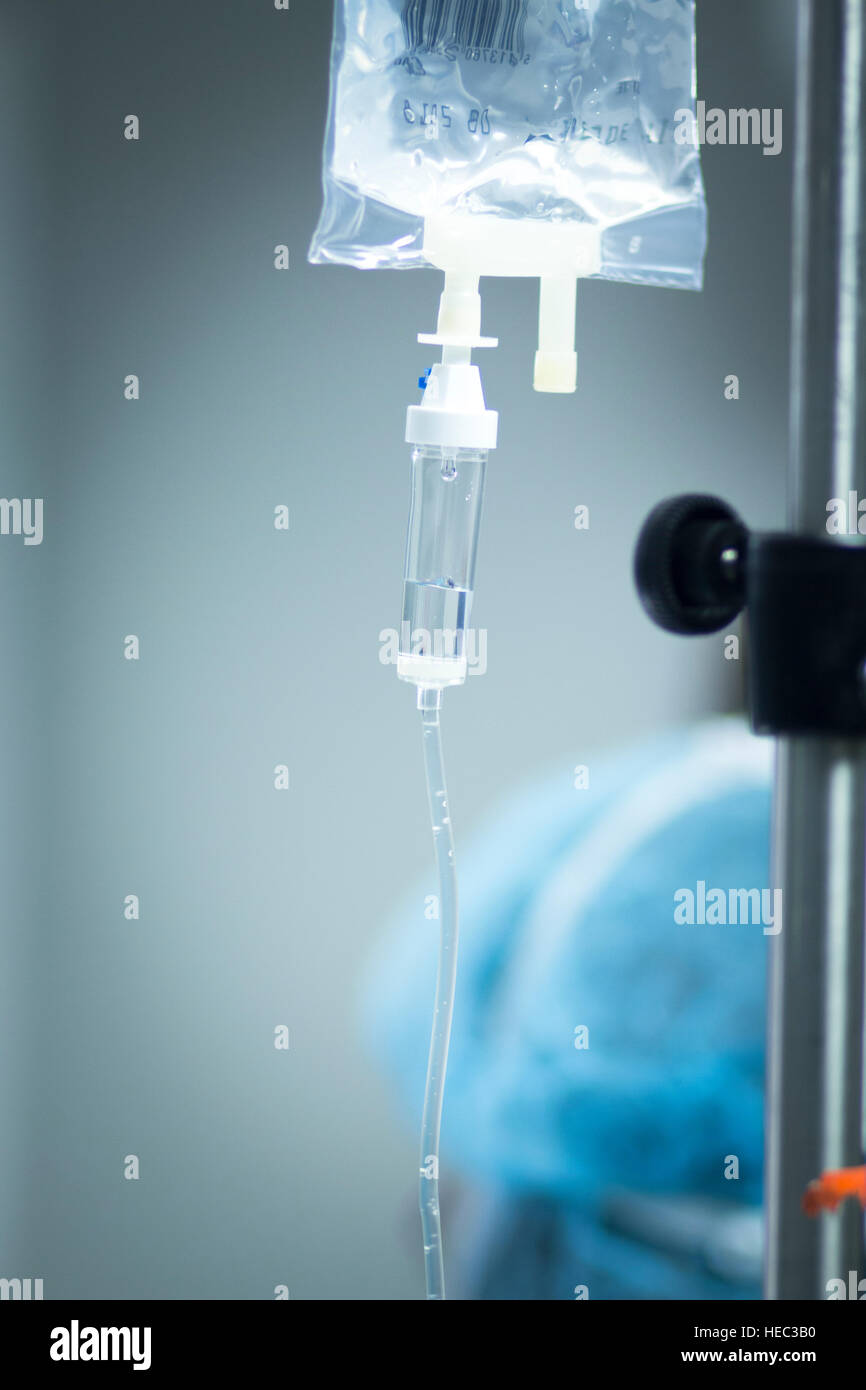 Medical intravenous IV drip in hospital used to replace liquids in ...