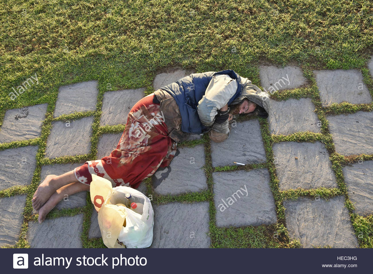 Homeless Person Sleeping On Street High Resolution Stock Photography ...