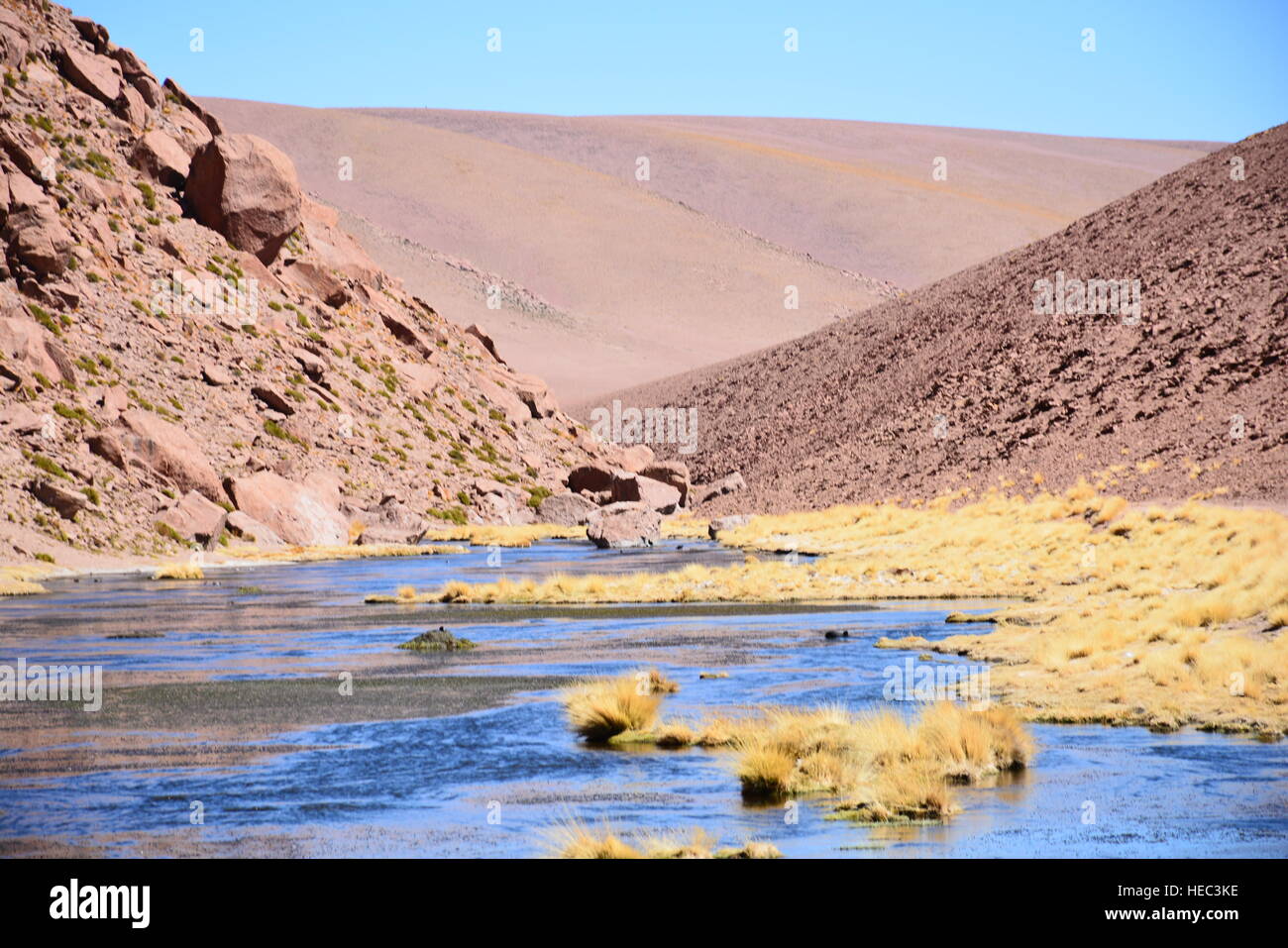 Landscape of mountain and lake in Atacama desert Chile Stock Photo - Alamy