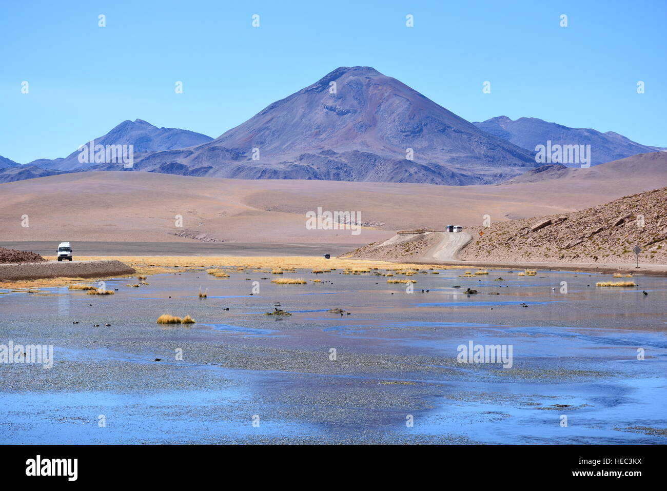 Landscape of mountain and lake in Atacama desert Chile Stock Photo - Alamy