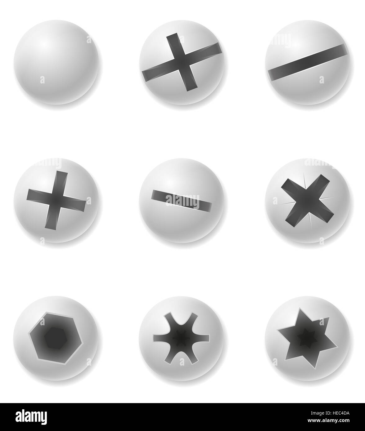 screws bolts and rivet illustration isolated on white background Stock ...