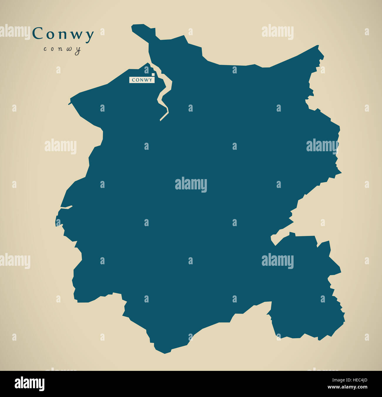 Modern Map - Conwy Wales UK illustration Stock Photo - Alamy